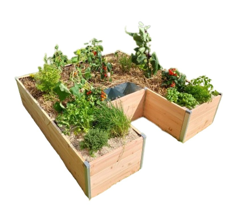 Carré potager autonome en bois Douglas KEYHOLE GARDEN 175 x 170 x H40 ...
