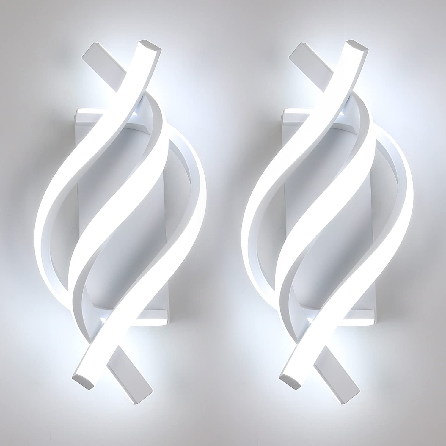 Set di 2 applique da parete, lampade da parete moderne a LED a spirale ...