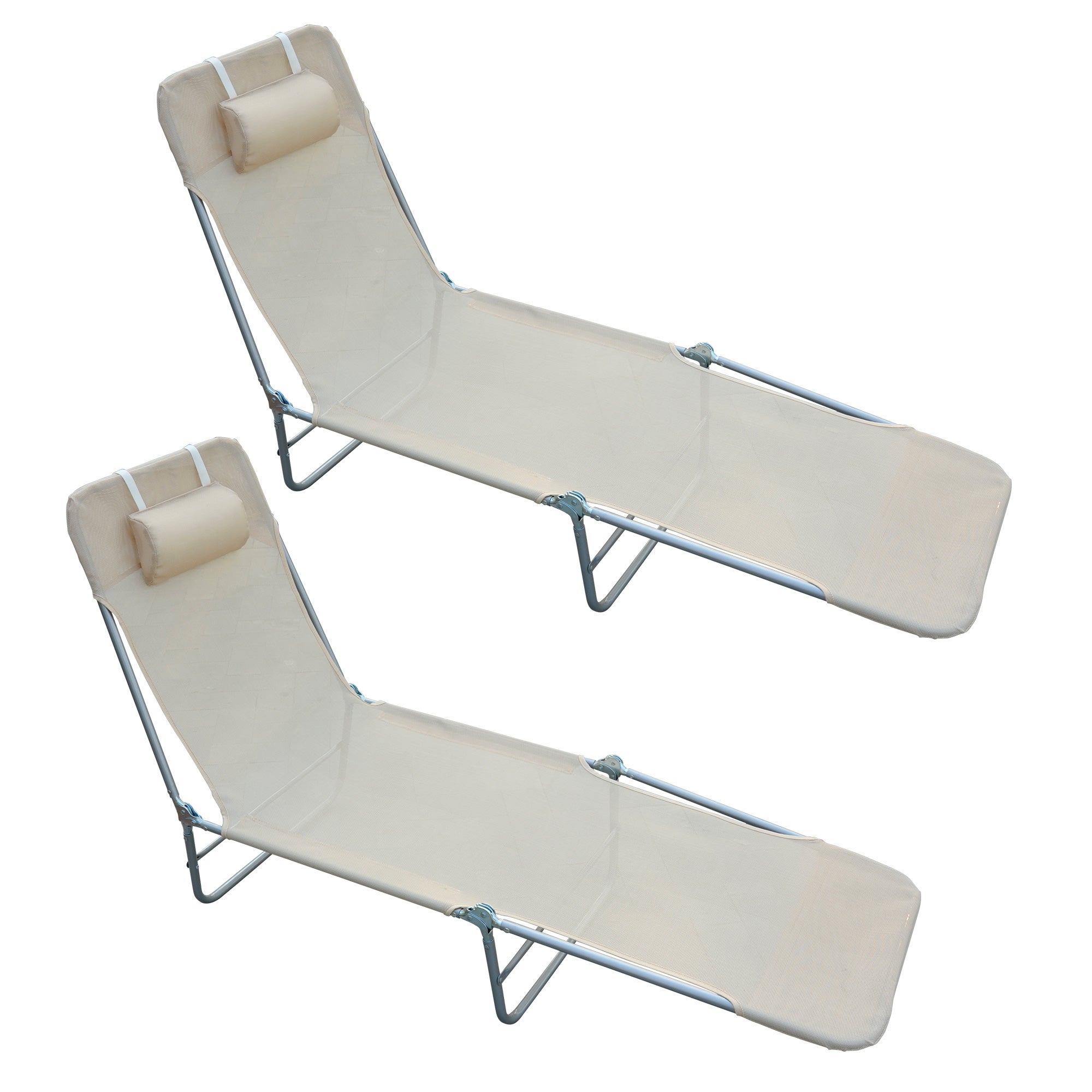 Ensemble de 2 chaises longues pliables avec dossier inclinable à 4 ...