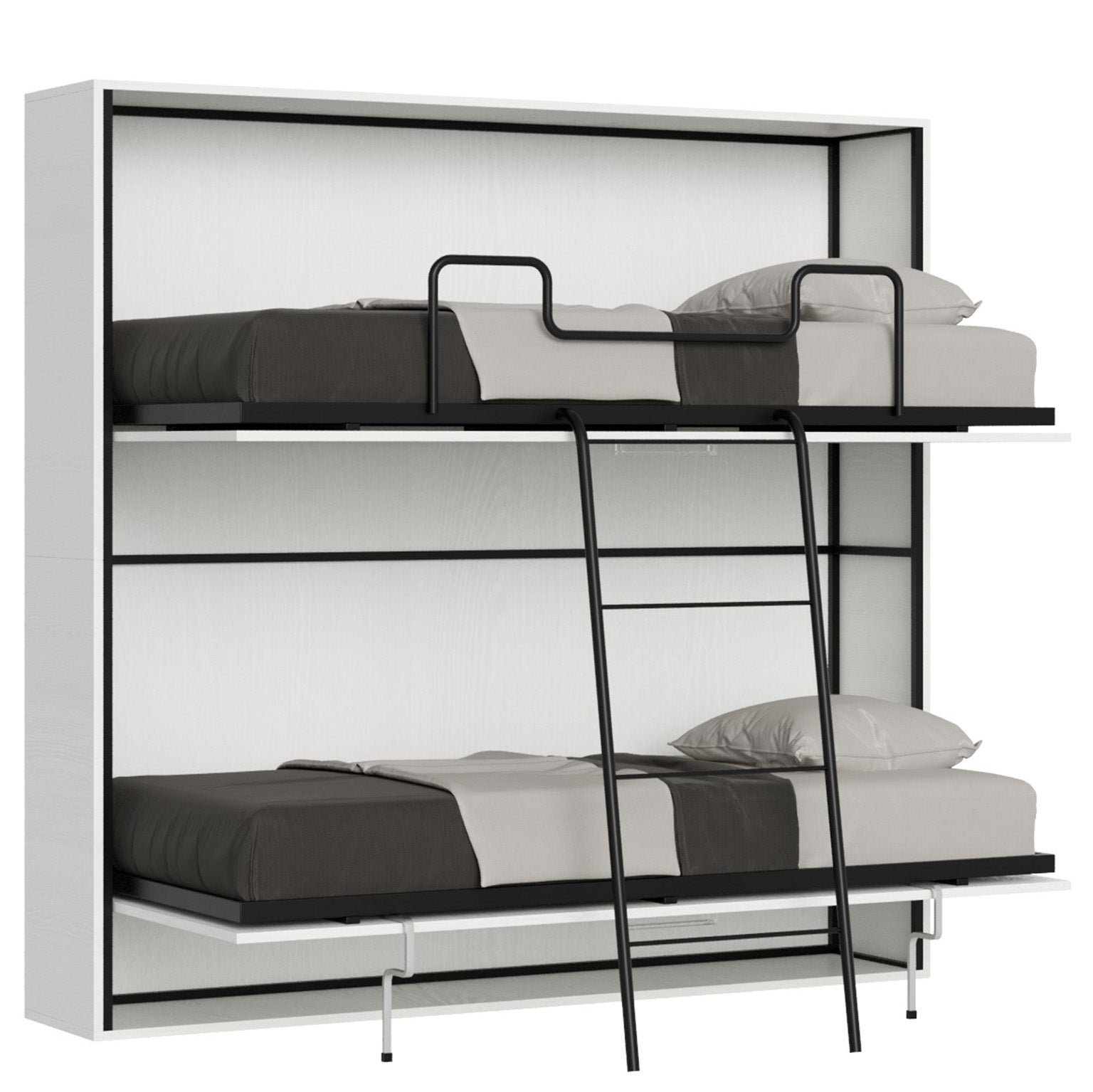 Lit escamotable horizontal superposé 2 couchages 85 Kando avec matelas ...