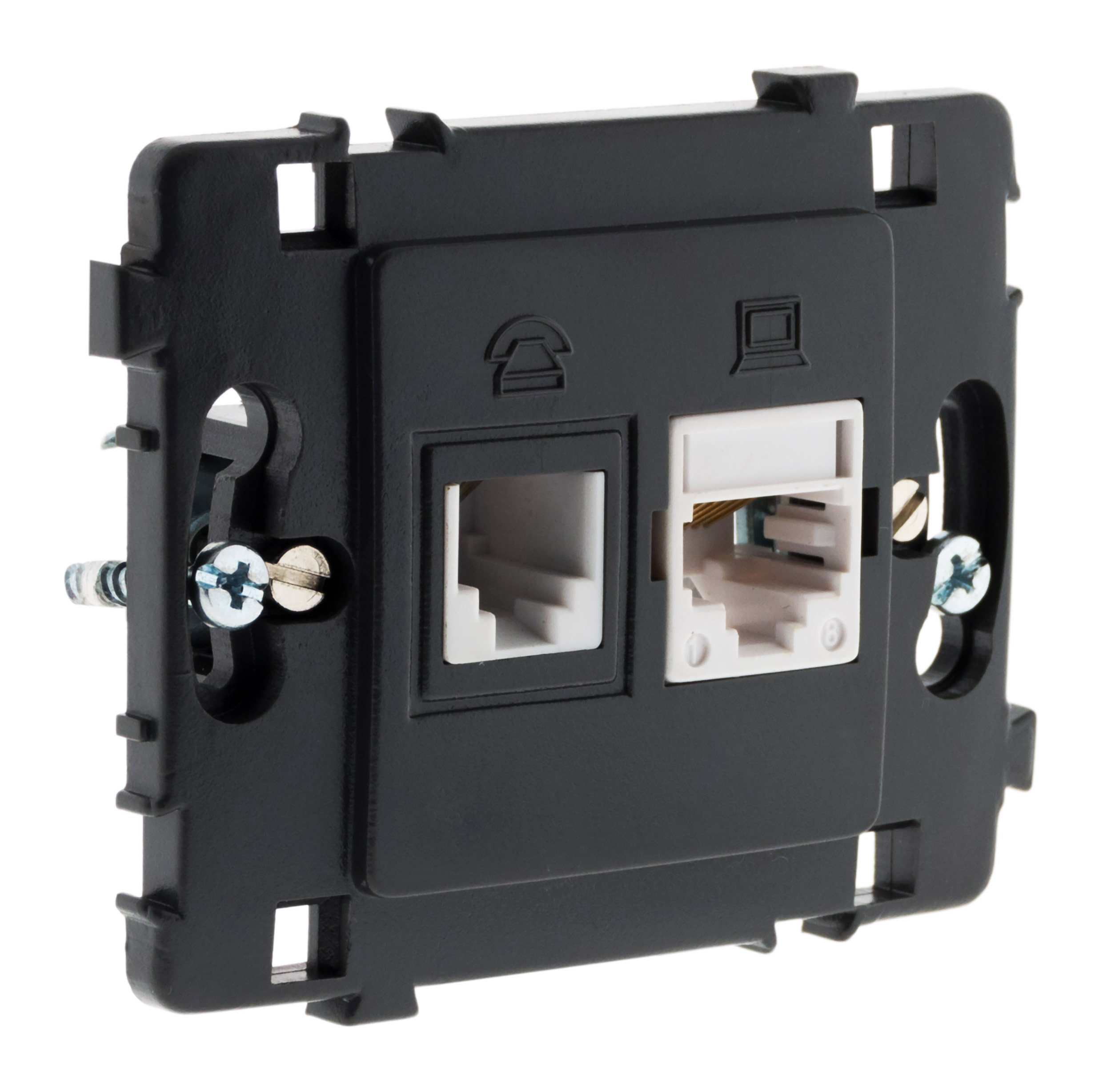 Prise RJ11 + RJ45 nu - Noir - Clarys - Zenitech | Leroy Merlin