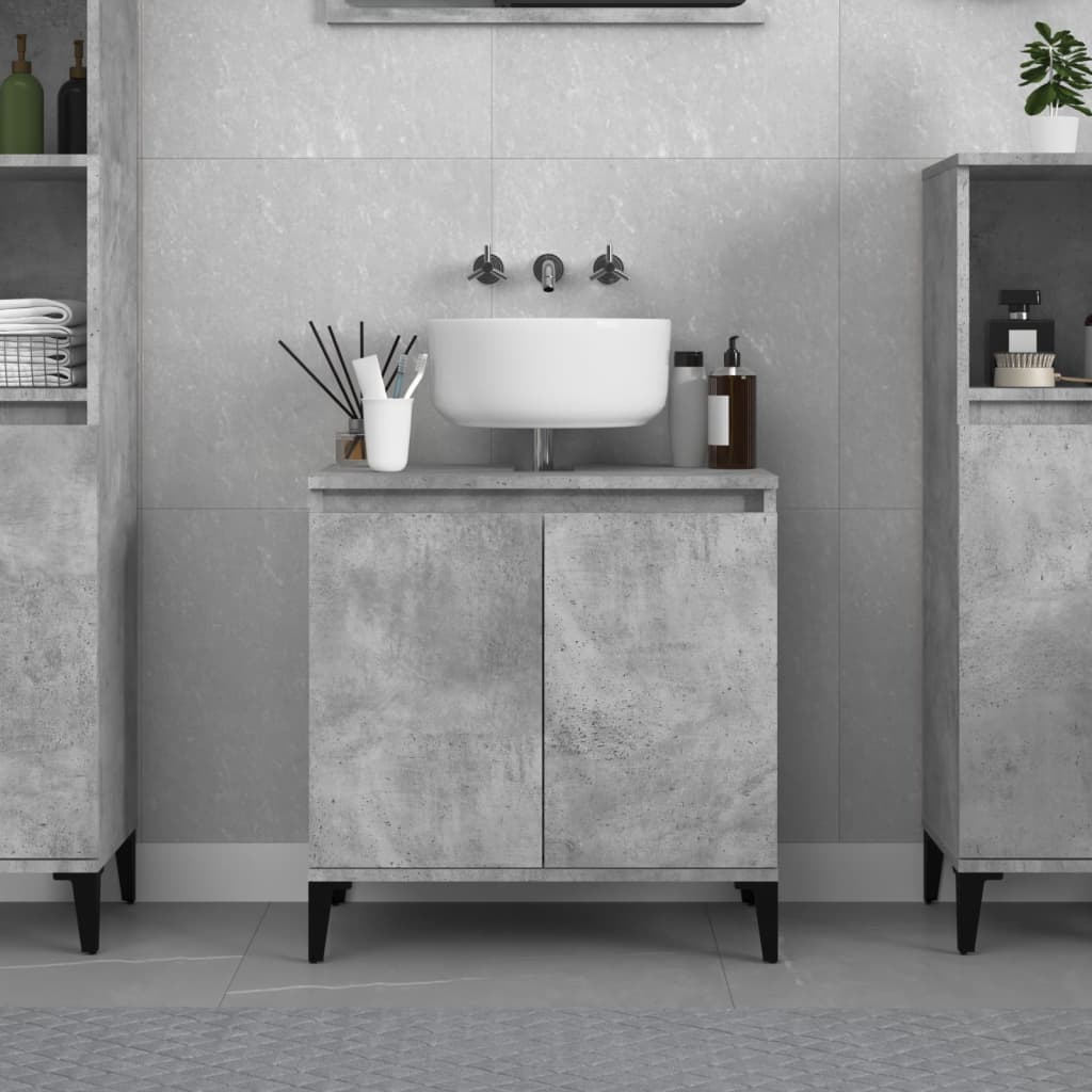 VidaXL Armario de lavabo madera contrachapada gris hormigón 58x33x60cm | Leroy Merlin