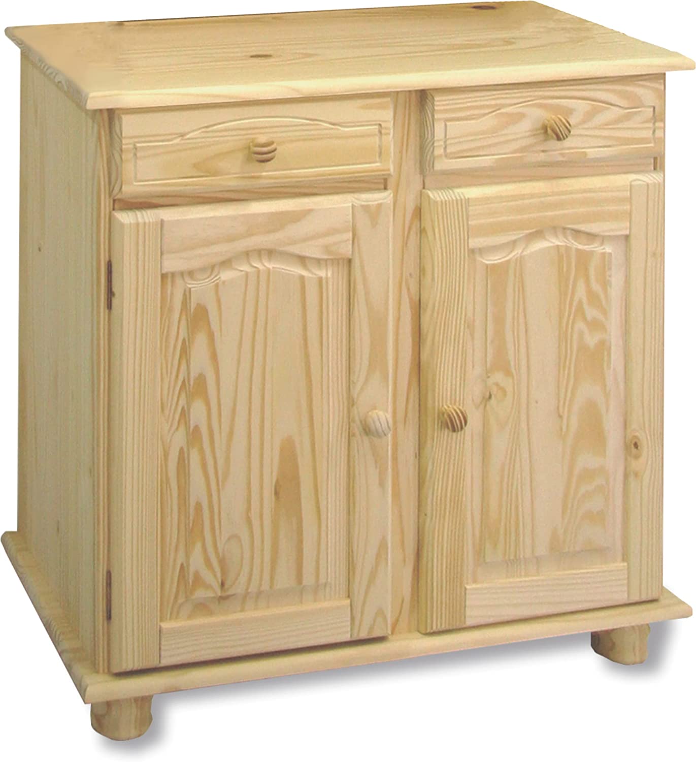 Aparador de 2 puertas y 2 cajones acabados sin barnizar, Mueble de pino ...