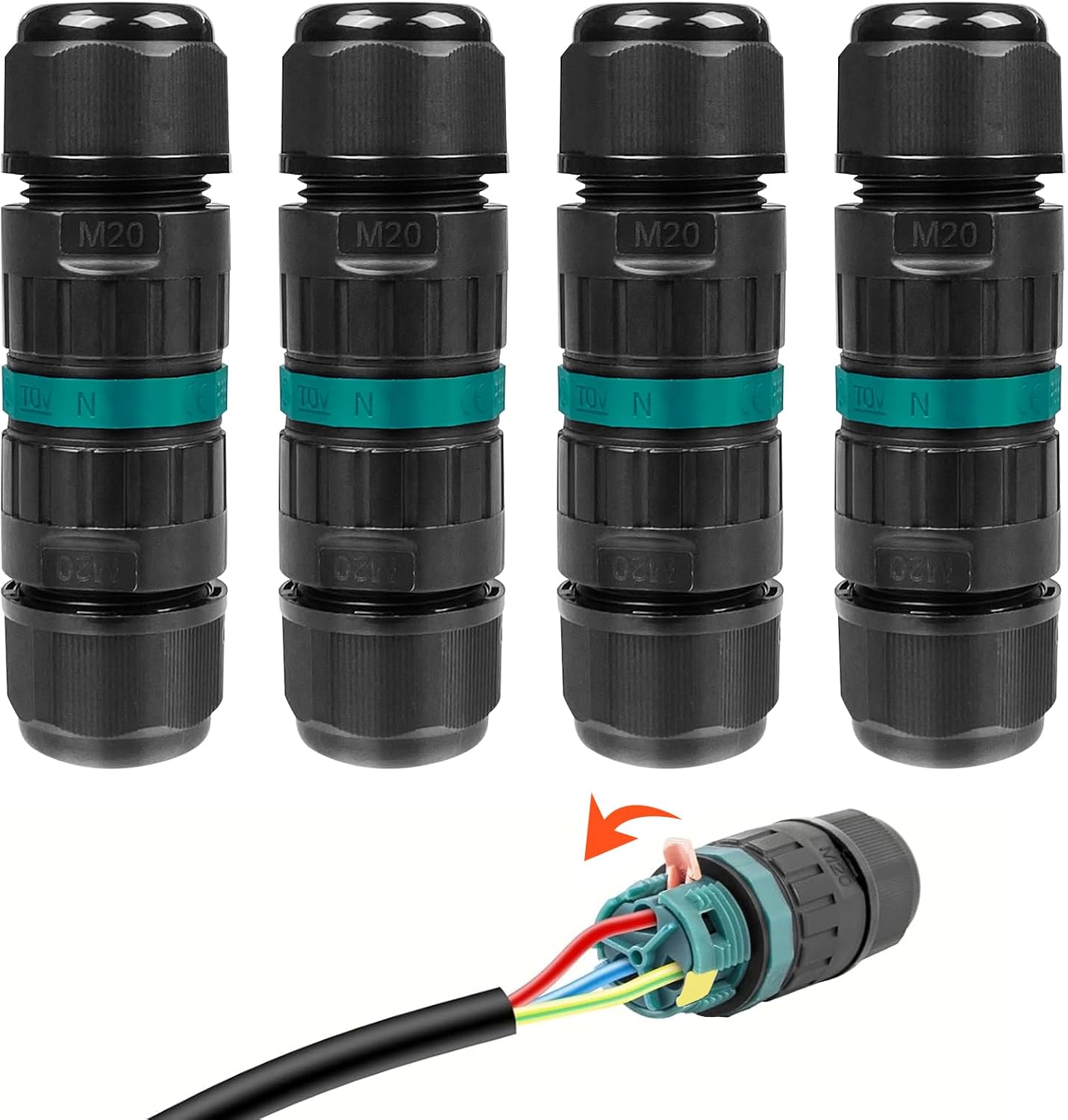 Lot de 4 Connecteur Etanche 3 Fils, Connecteurs de Fils Étanches, Boite de Jonction Electrique ...