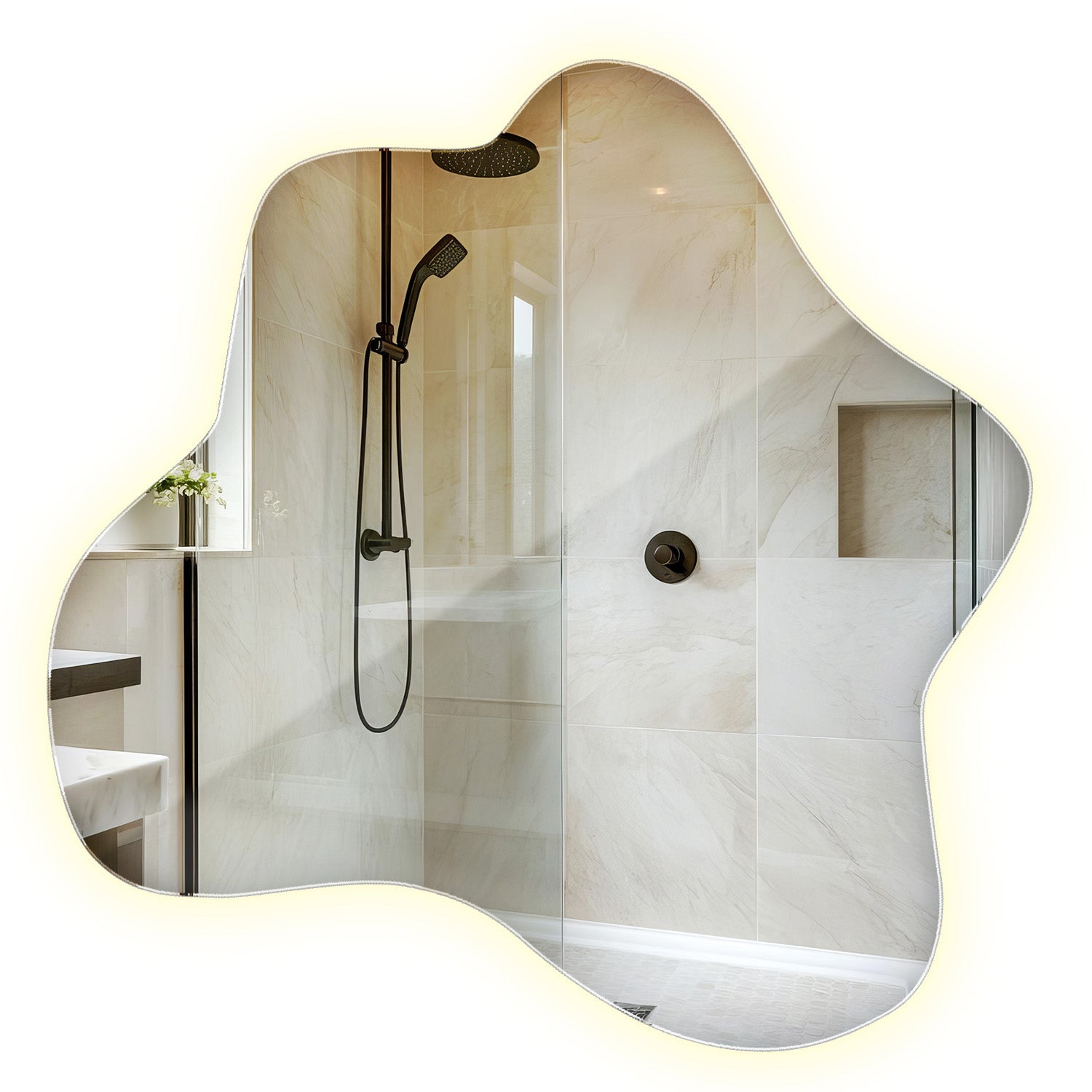Miroir décoratif ArtPrintCave 58×57,5 cm lumière neutre forme ...