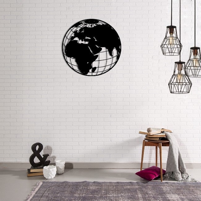 Décoration Murale Monde En Acier Laminé Noir Homemania | Leroy Merlin