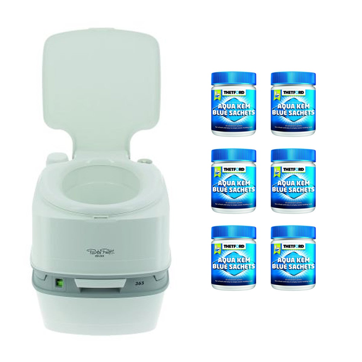 PACK THETFORD Toilette Portable 21 Litres 100% Autonome + 6x15 Sachets ...