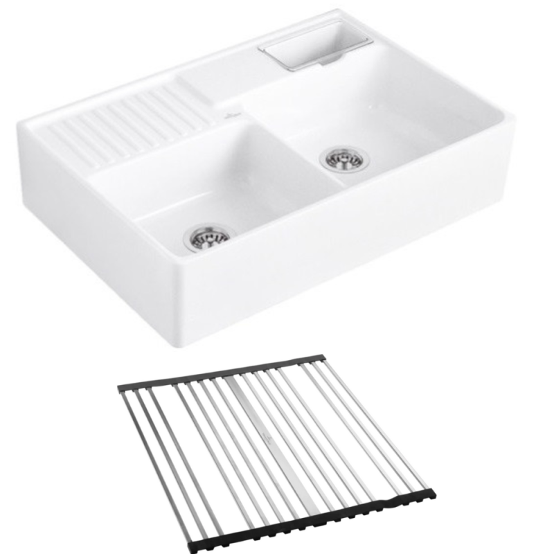 Evier timbre d'office VILLEROY ET BOCH Tradition 2 bacs 89,5 x 63 ...