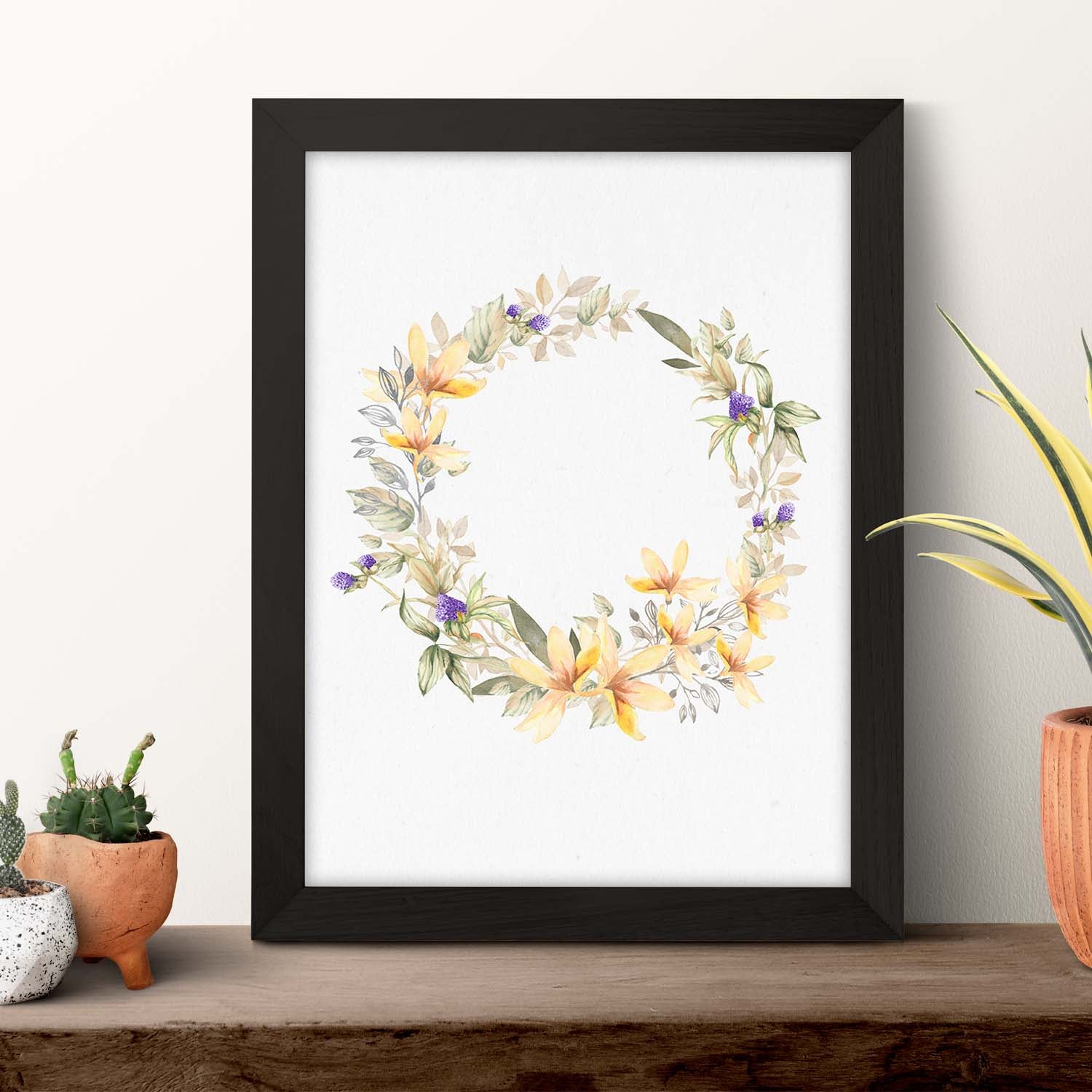 Poster De Coronas Florales. Lamina Corona Floral Amarilla, Ilustrada ...