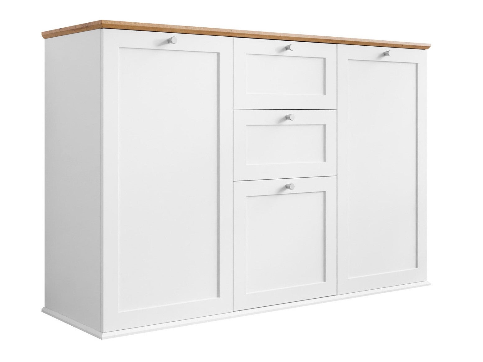 Commode Comfivo Z100, Lefkas chêne, Blanc, Avec tiroirs et portes ...