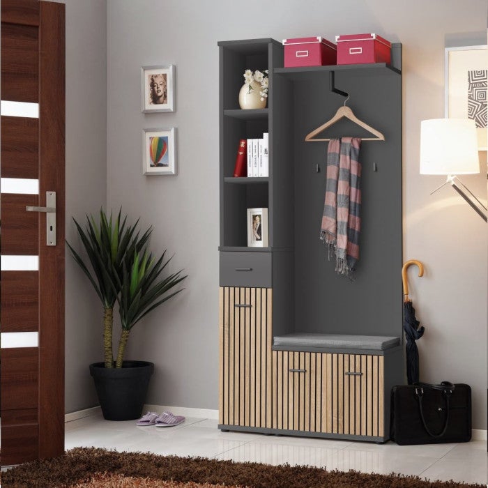 Ensemble Vestiaire 3P "Marco" 203cm Naturel & Gris | Leroy Merlin