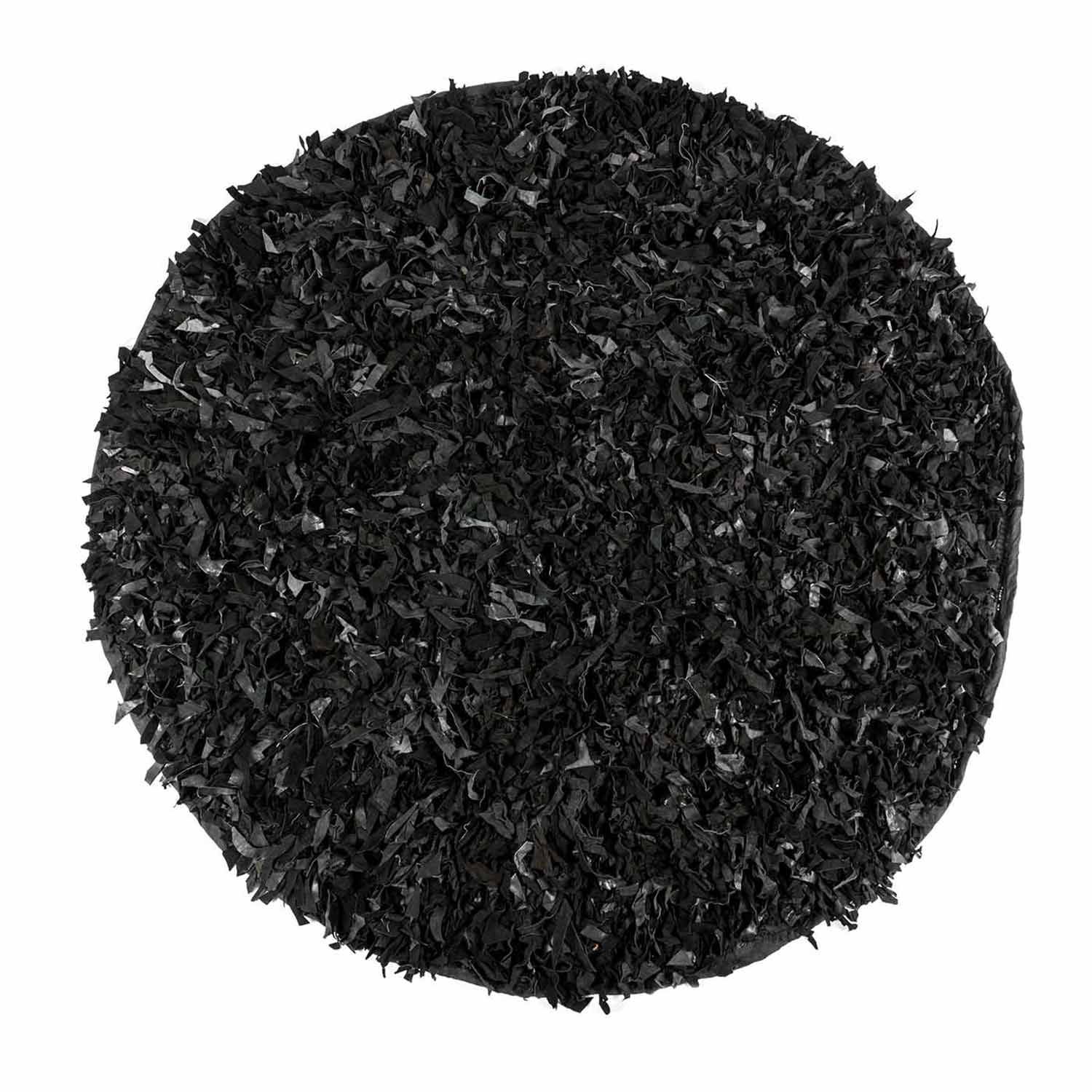 Homescapes Tapis Shaggy Cuir Dallas Noir 150 cm Round | Leroy Merlin