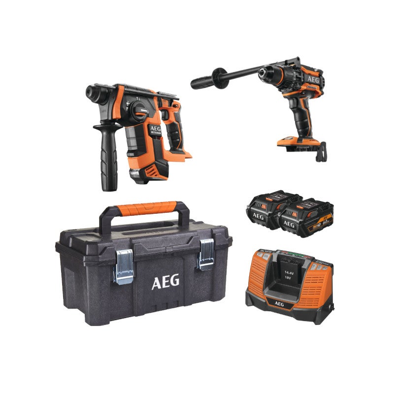 Pack AEG Brushless Marteau perforateur SDS Plus 18V BBH18BL-0 - Perceuse percussion 18V BSB18BL ...