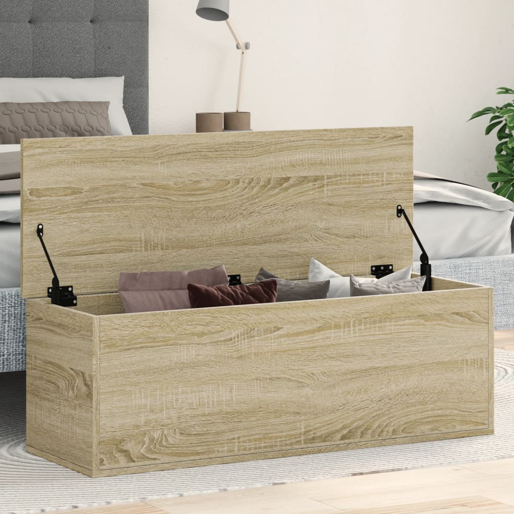 Caja de almacenaje roble Sonoma 102x35x35 cm madera contrachapada ...