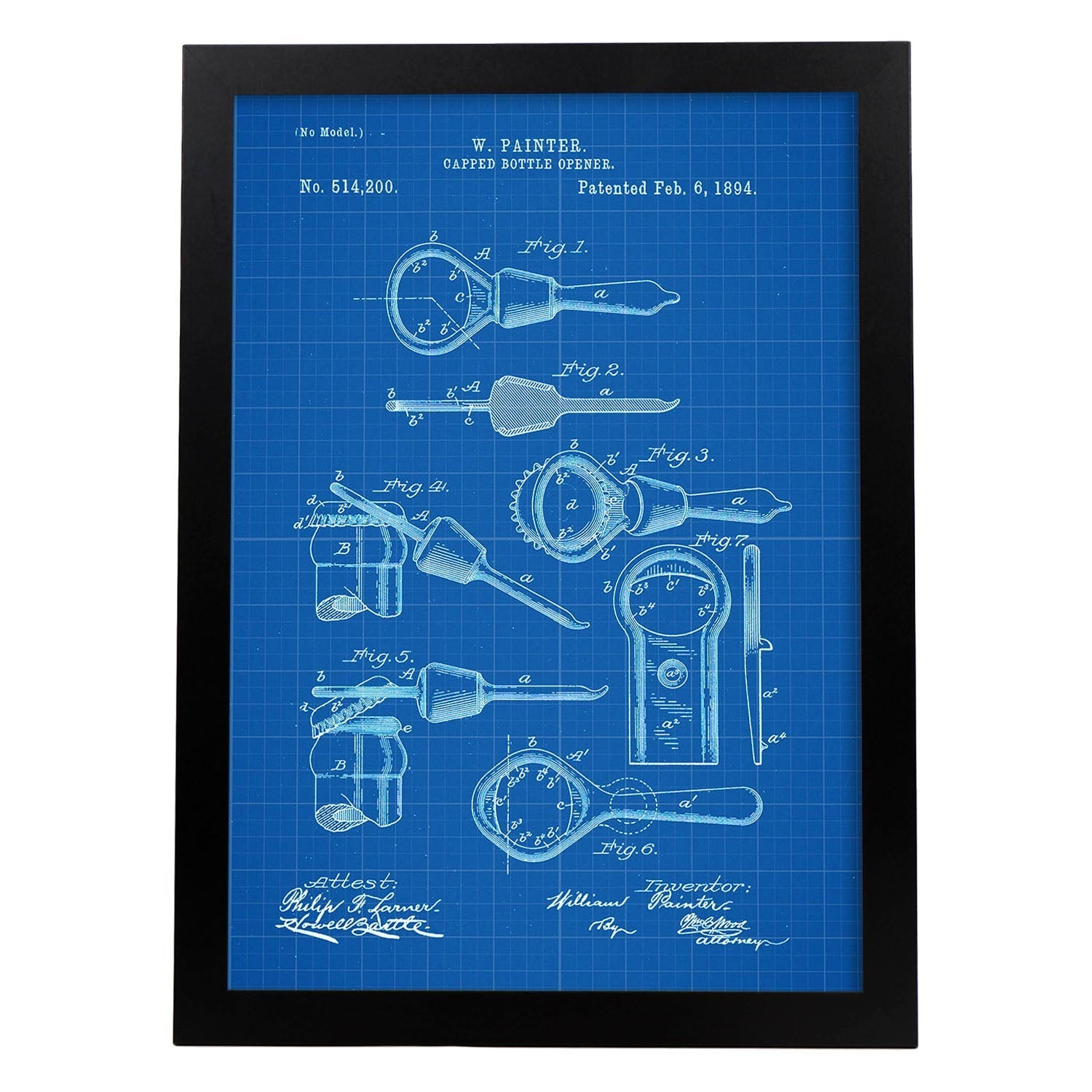Affiche De Brevet Ouvert. Perte Avec Old Patent Design Black Cadre A3 ...