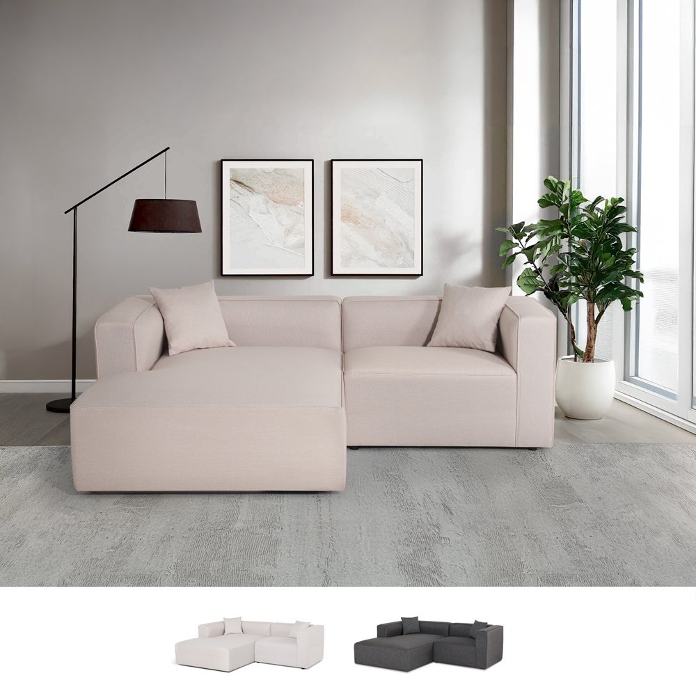 Canapé modulaire 3 places en tissu modulable avec méridienne d'angle ...