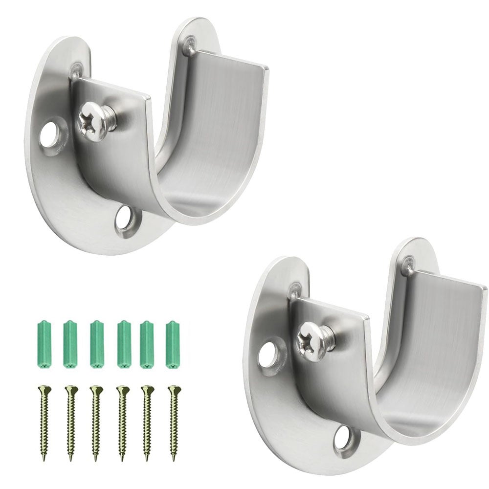 2x Support de tringle à rideau en U - acier inoxydable brossé ...