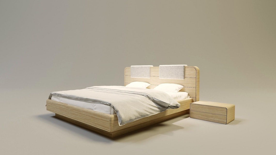 Lit pour adulte 200x200cm avec tête de lit élegant modéle SADRI Chêne ...
