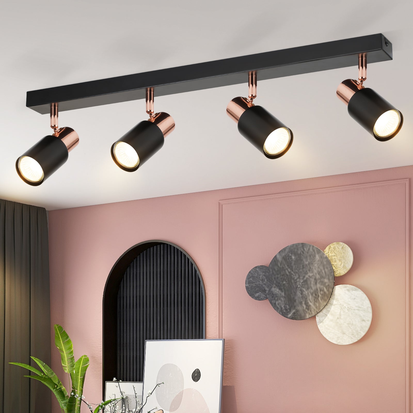 NETTLIFE Foco de techo 4 bombillas GU10 lámpara de cocina Lámpara de ...