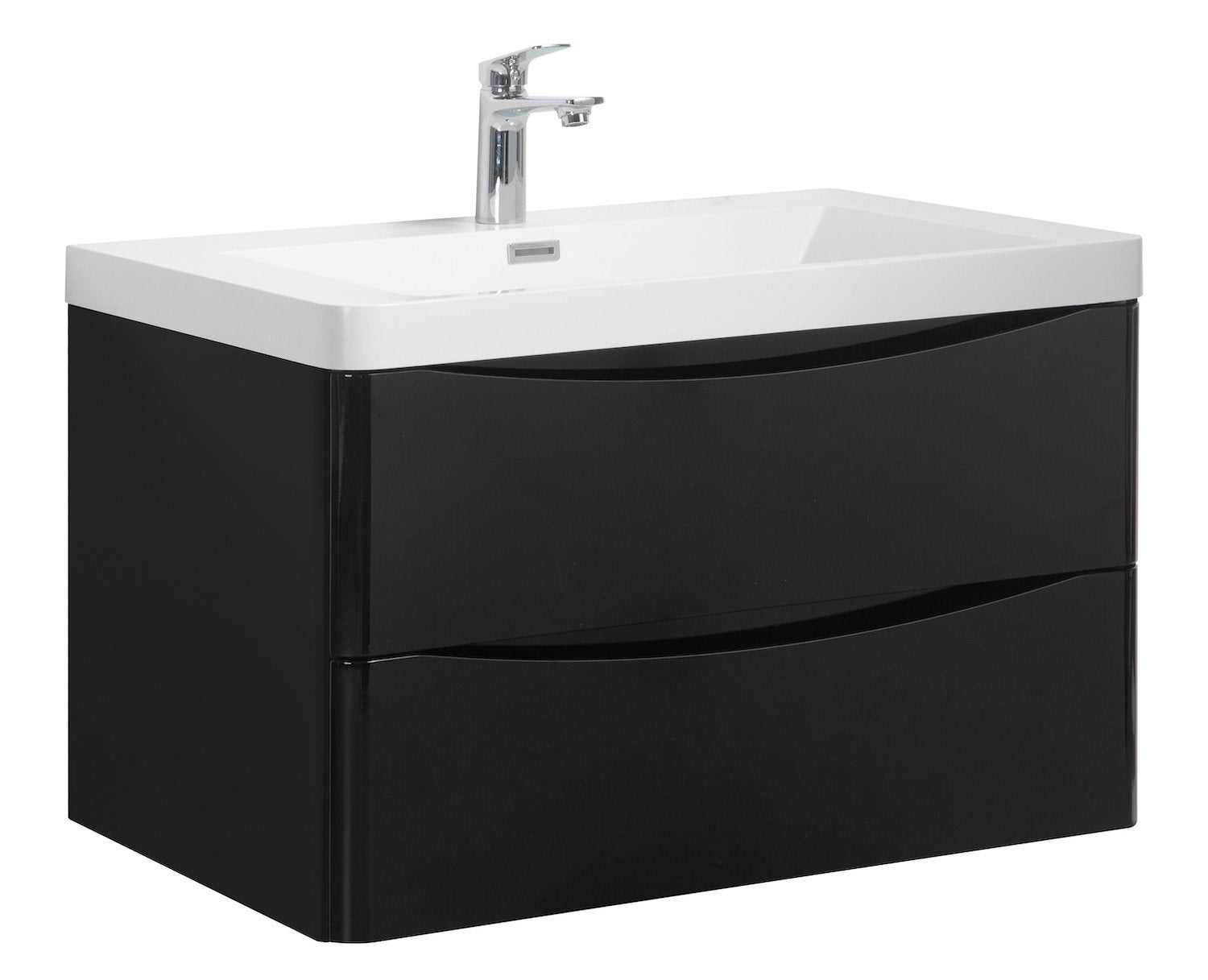 Meuble de salle de bain Vienna 80 cm lavabo Noir brillant | Leroy Merlin