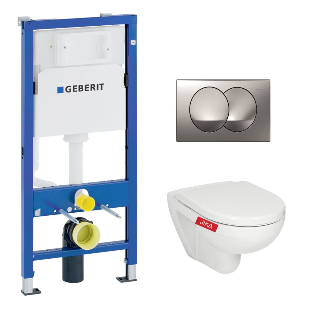Pack WC Bati Geberit duofix UP100 + Cuvette Jika (groupe Roca) + Plaque ...