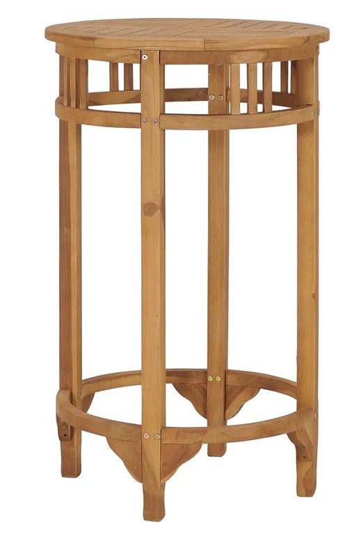 Table de bar ronde teck massif clair Irmyn D 60 cm | Leroy Merlin