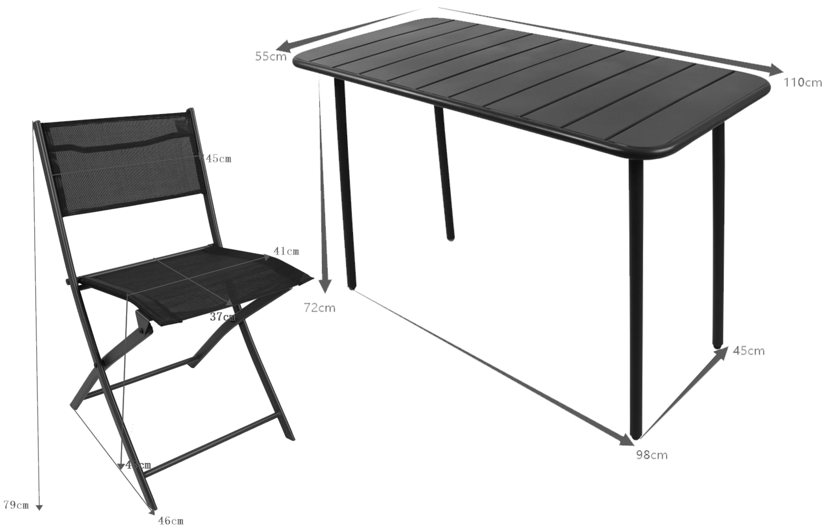 7 pcs. Set de balcon Bistro Set de jardin Sumila | Leroy Merlin