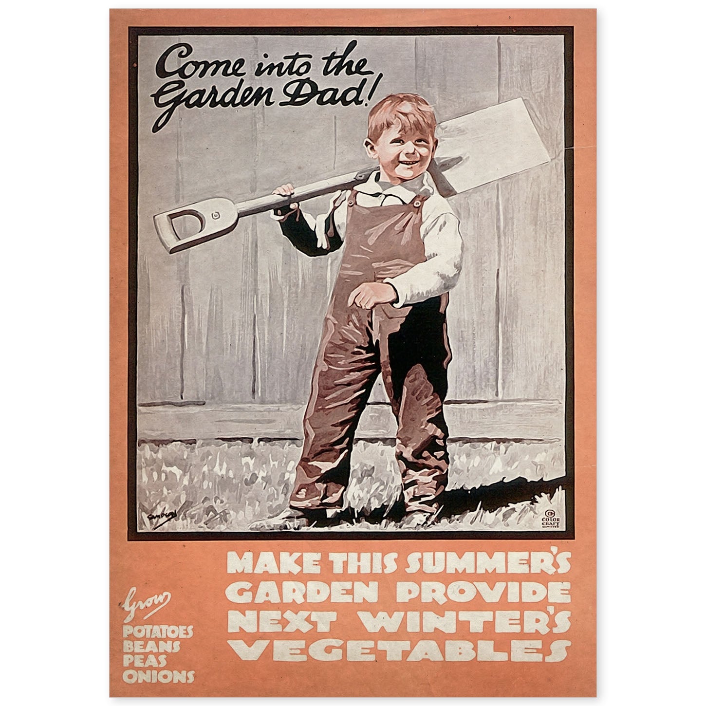 Poster Vintage De Niño Con Pala. Con Imagenes Vintage Y De Publicidad ...
