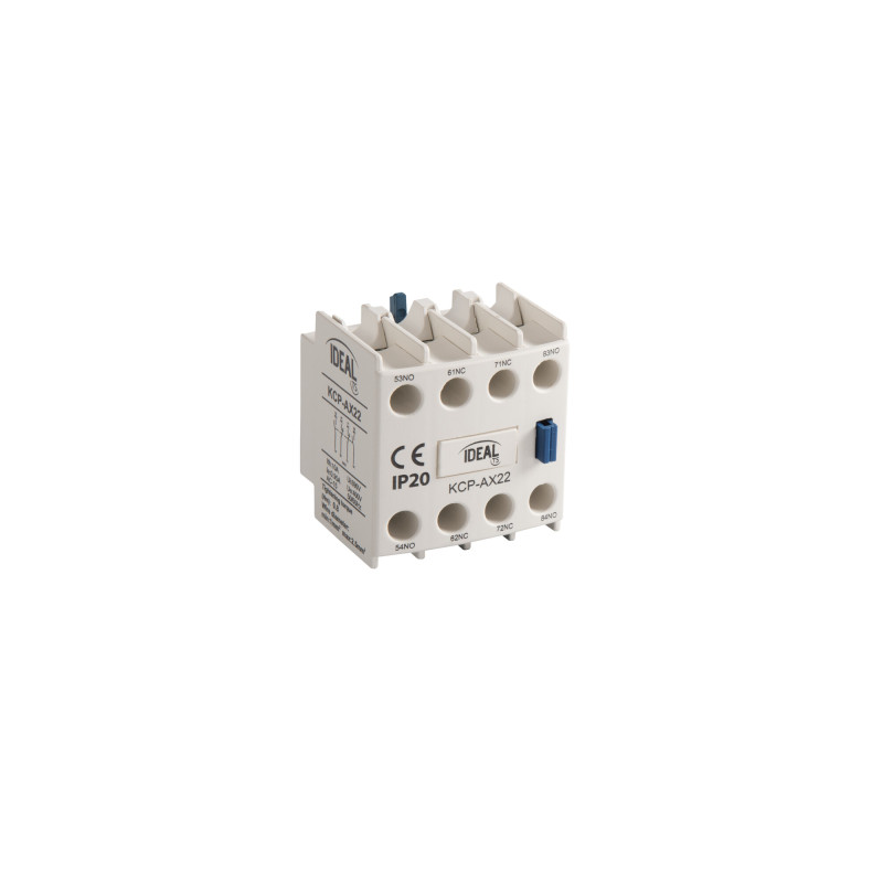 Bloque auxiliar frontal – 4 contactos (2NO/2NC) – Rail TH35 – 690V – Blanco | Leroy Merlin