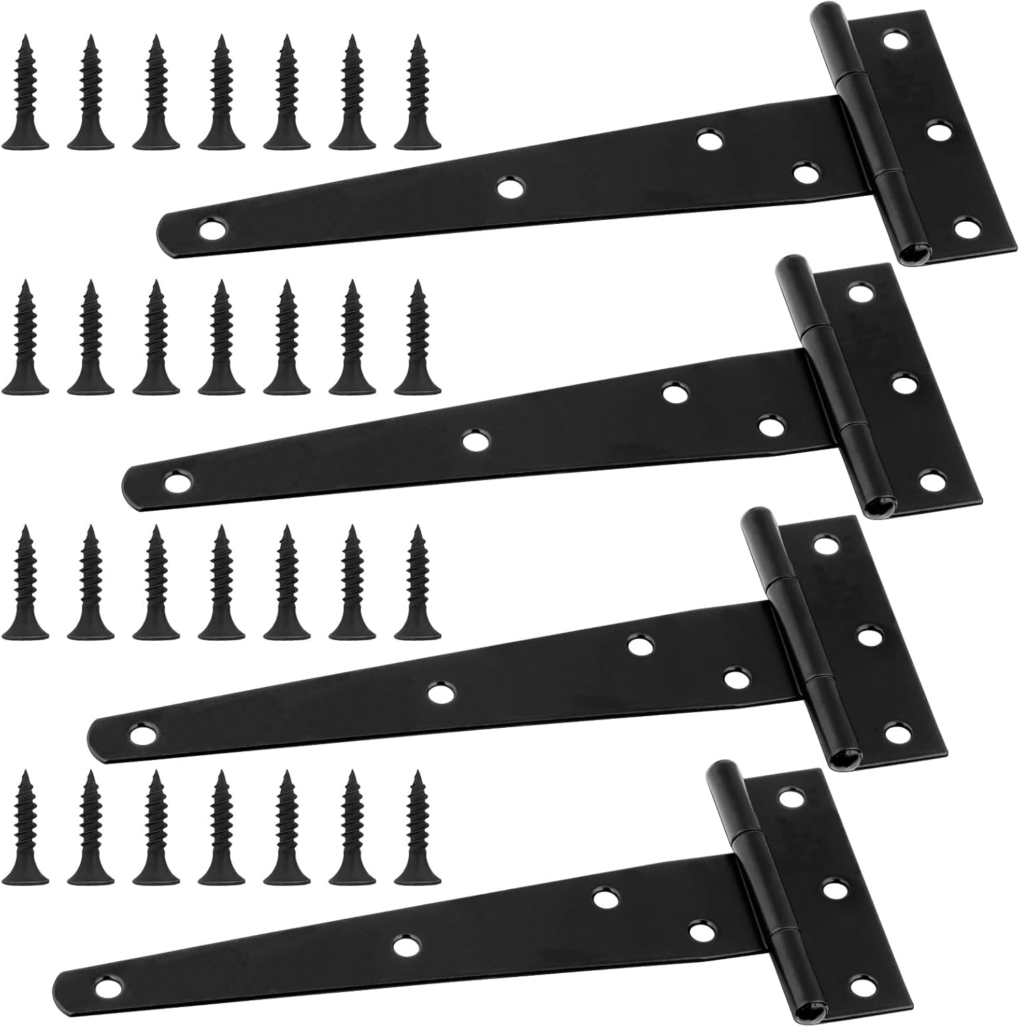 4 pièces Charnières noires en T - 6 Pouces Charnières de porte en métal ...