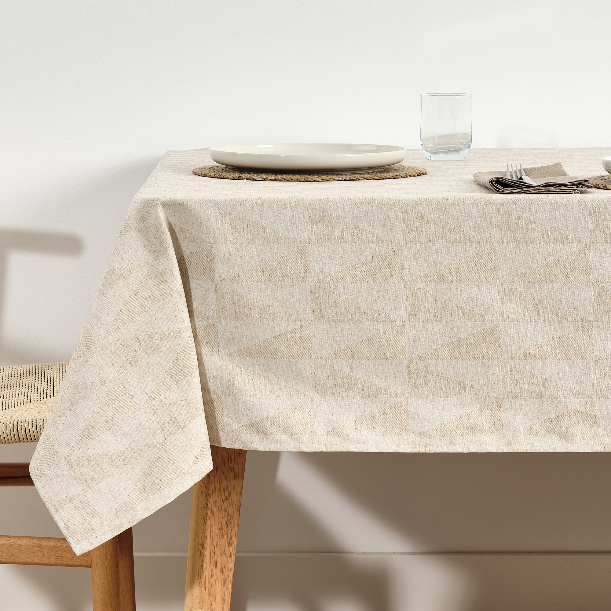 Nappe jacquard anti-taches Alamo 3780 Lin / 160x160 cm | Leroy Merlin