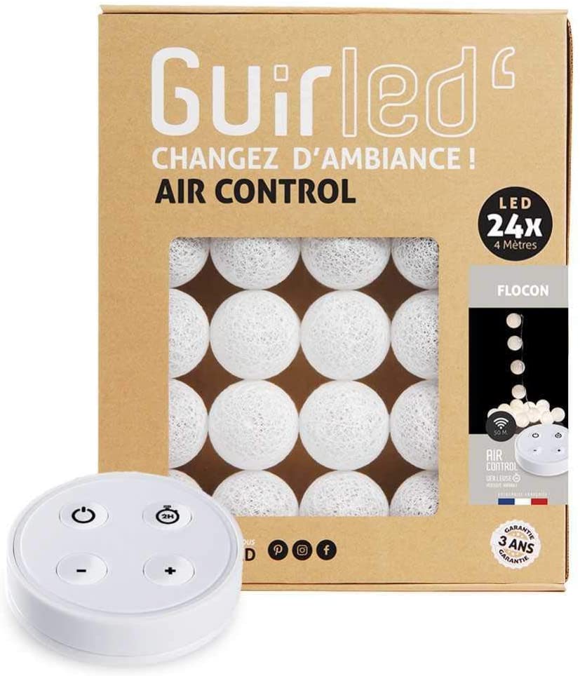 Guirlande lumineuse boules coton LED USB - Télécommande sans fil ...