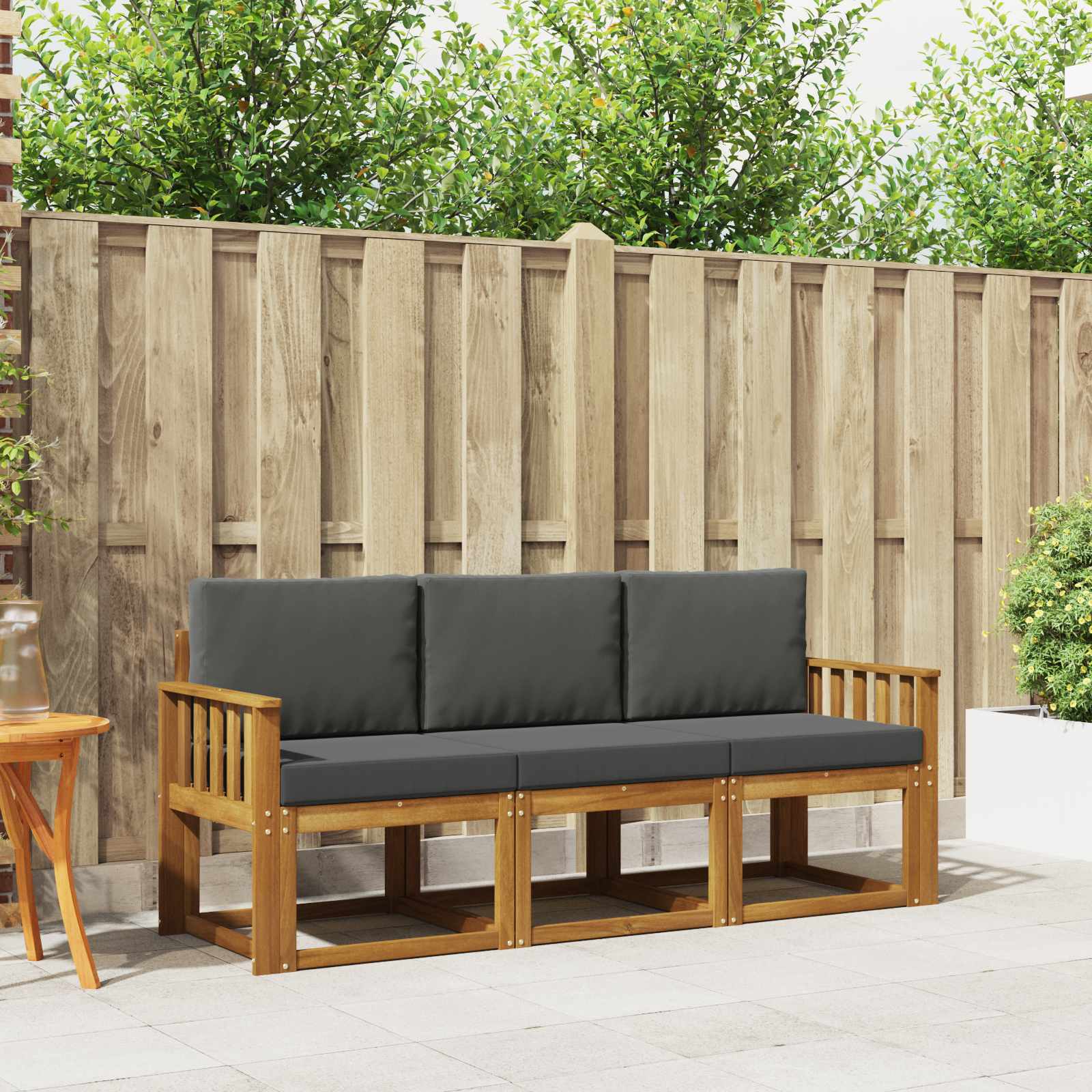 Conjunto de sofás de exterior 3 pcs Natural y Antracita | Leroy Merlin