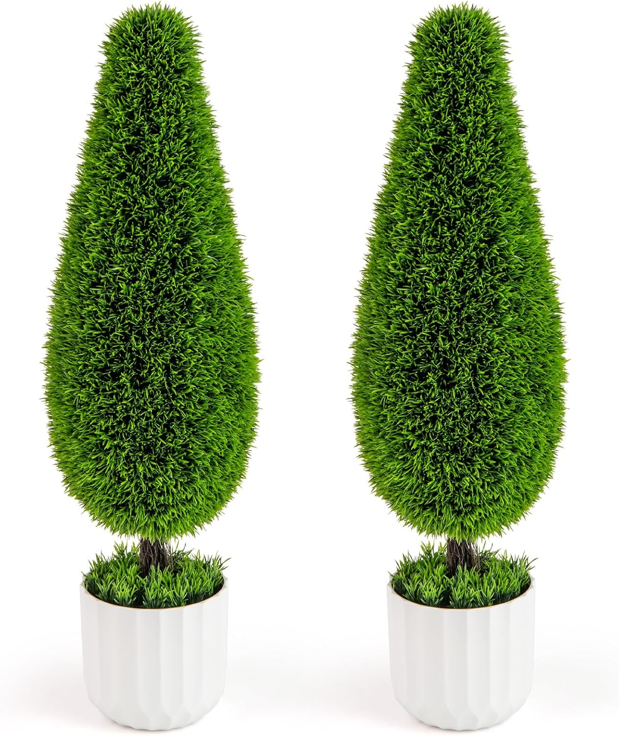 2 arbustos topiarios artificiales de cedro de 90 cm, plantas con forma ...