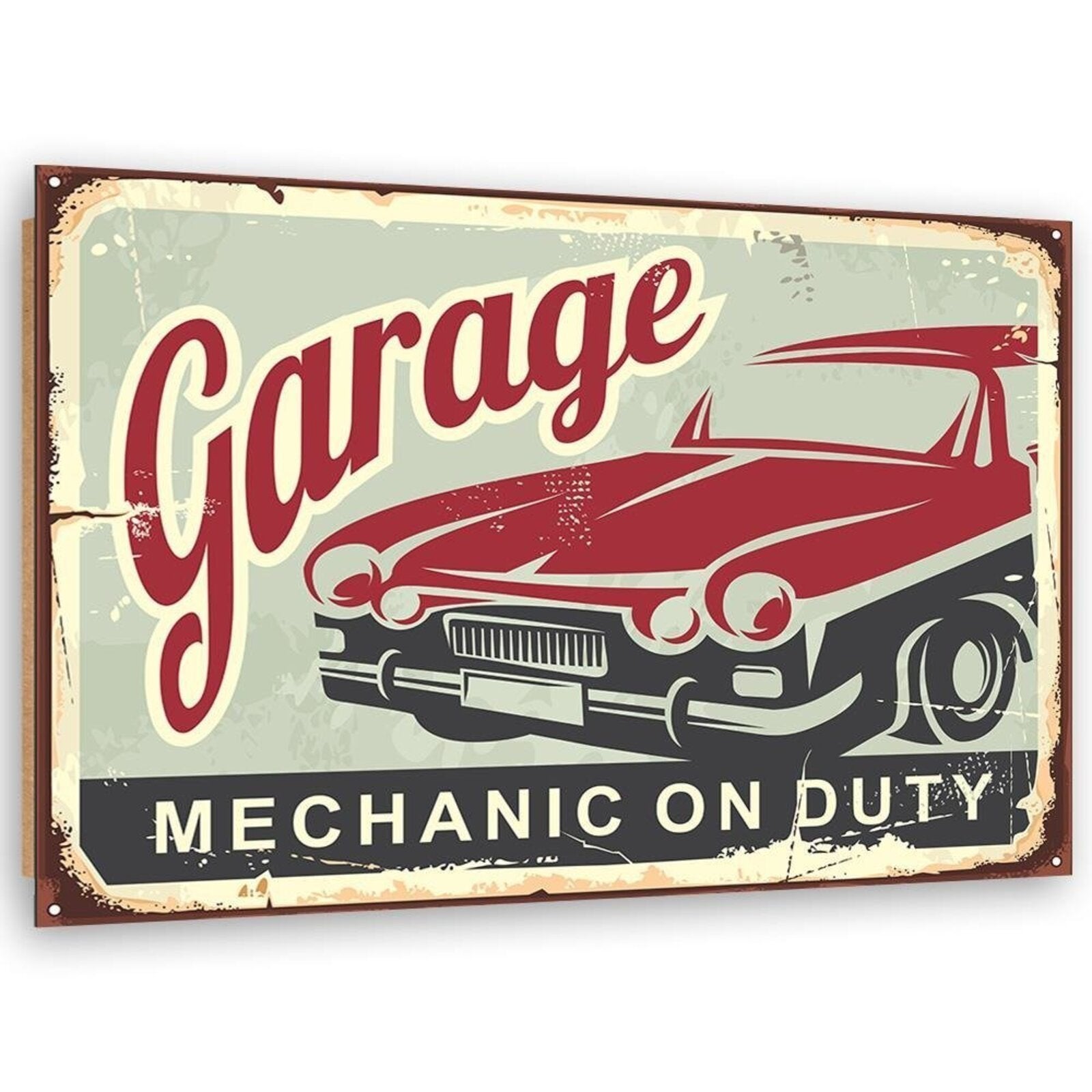 Tableau bois retro - garage - 90 x 60 cm | Leroy Merlin