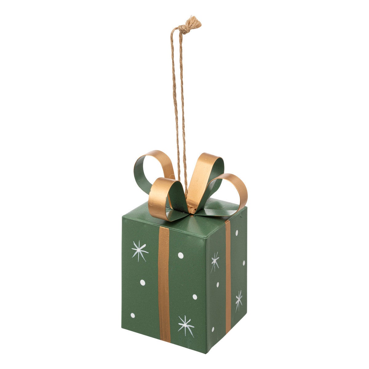 Déco de sapin Paquet cadeau en métal Vert et Or | Leroy Merlin