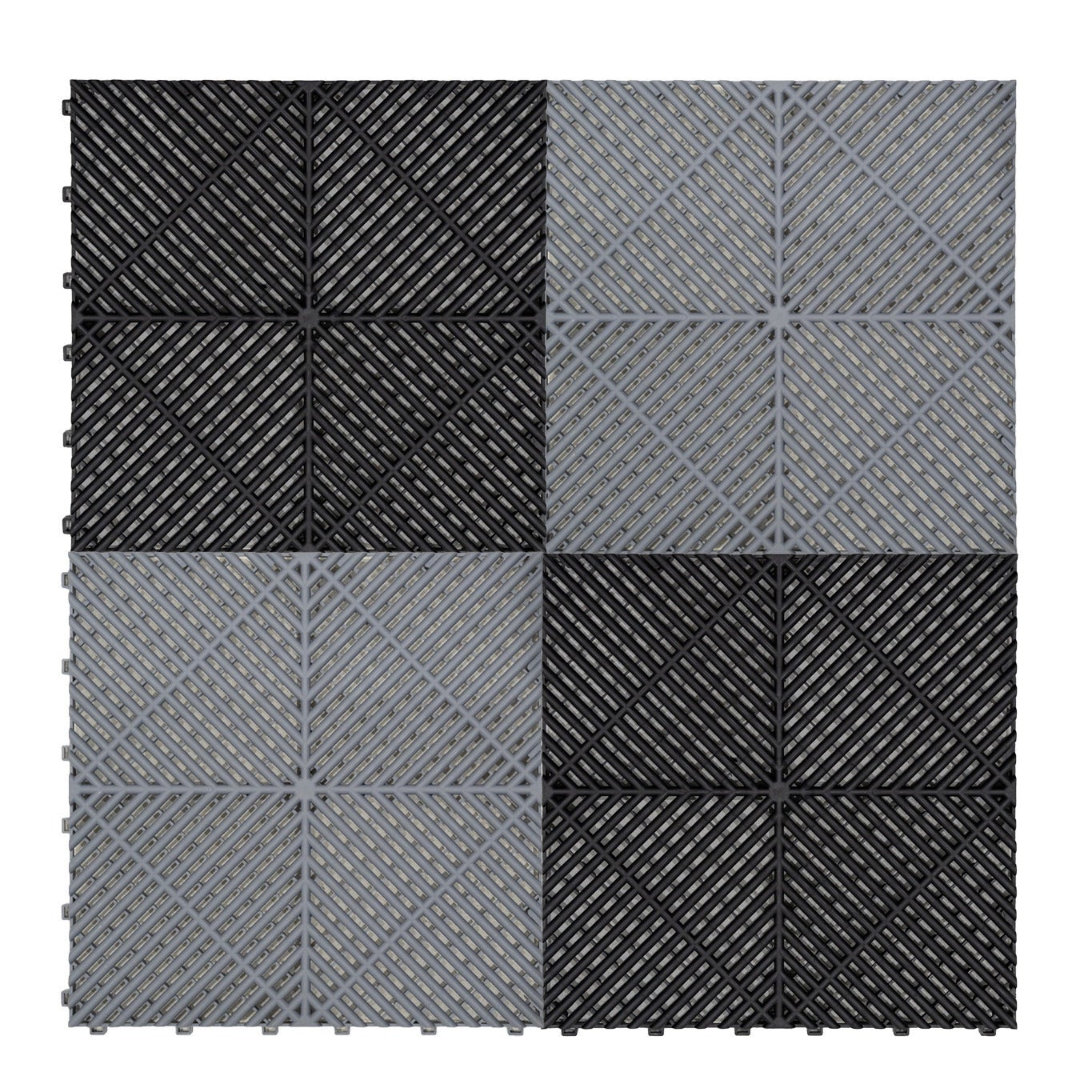 Carrelage de Sol Ventilée Modulaire Imbriqué & Bordures 60 Noir & 60 ...