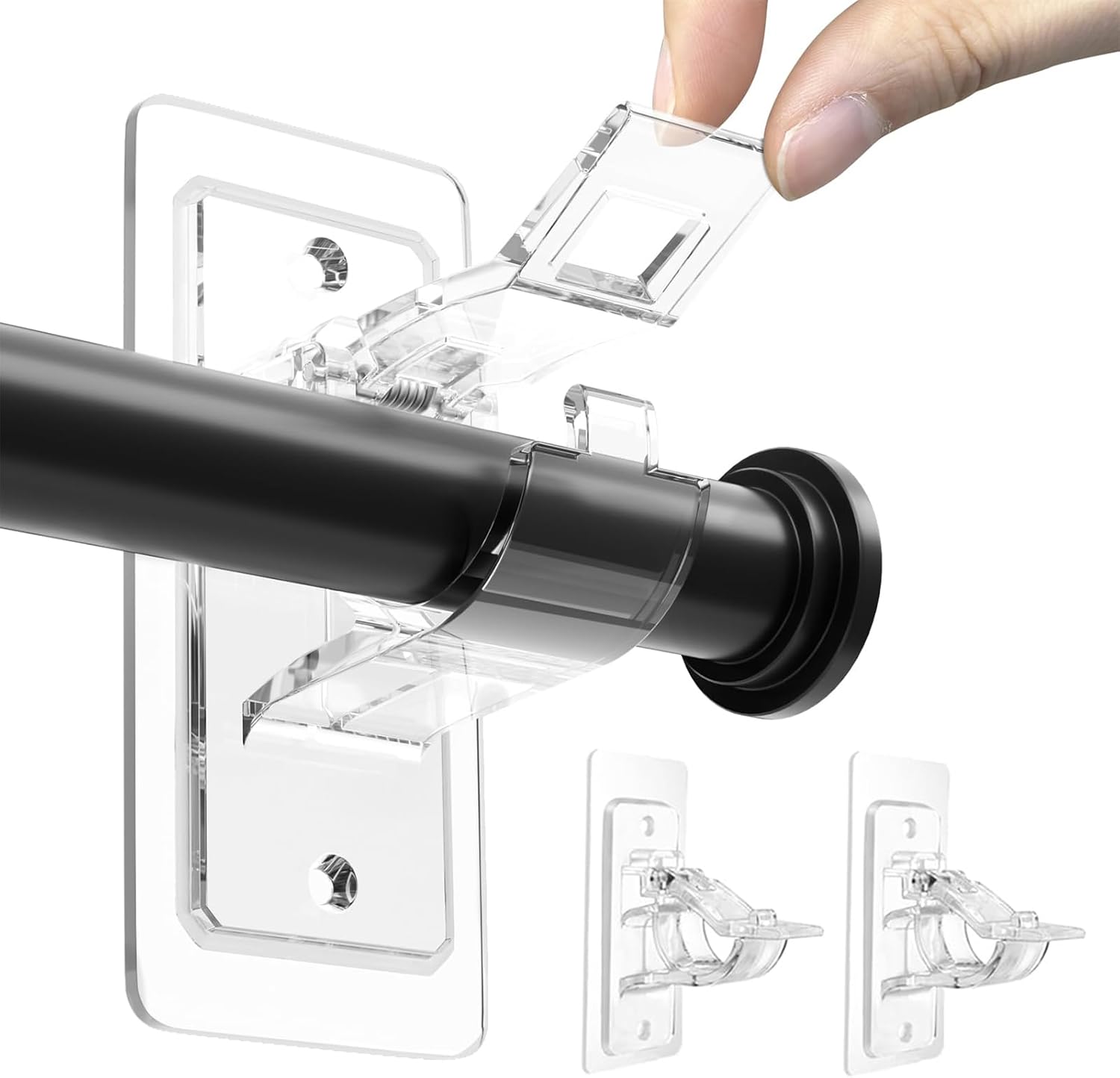 Lot de 2 supports de tringle à rideaux auto-adhésifs sans perçage pour ...