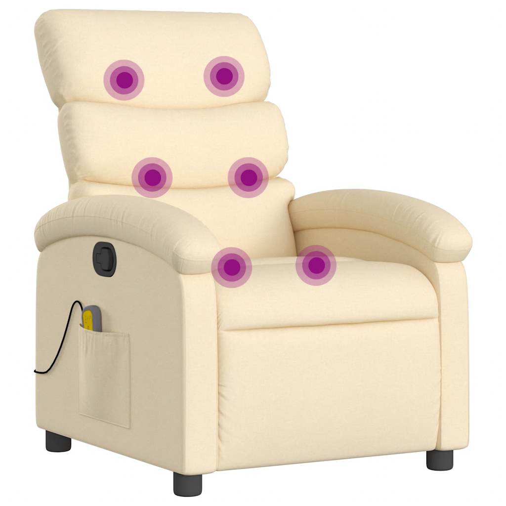Fauteuil de Salon，Chaise，Fauteuil inclinable de massage crème tissu ...