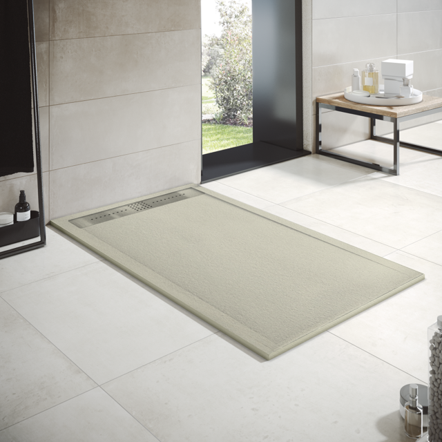 Piatto doccia in resina modello Opale Larghezza 80 Panna Ral 1013 ...