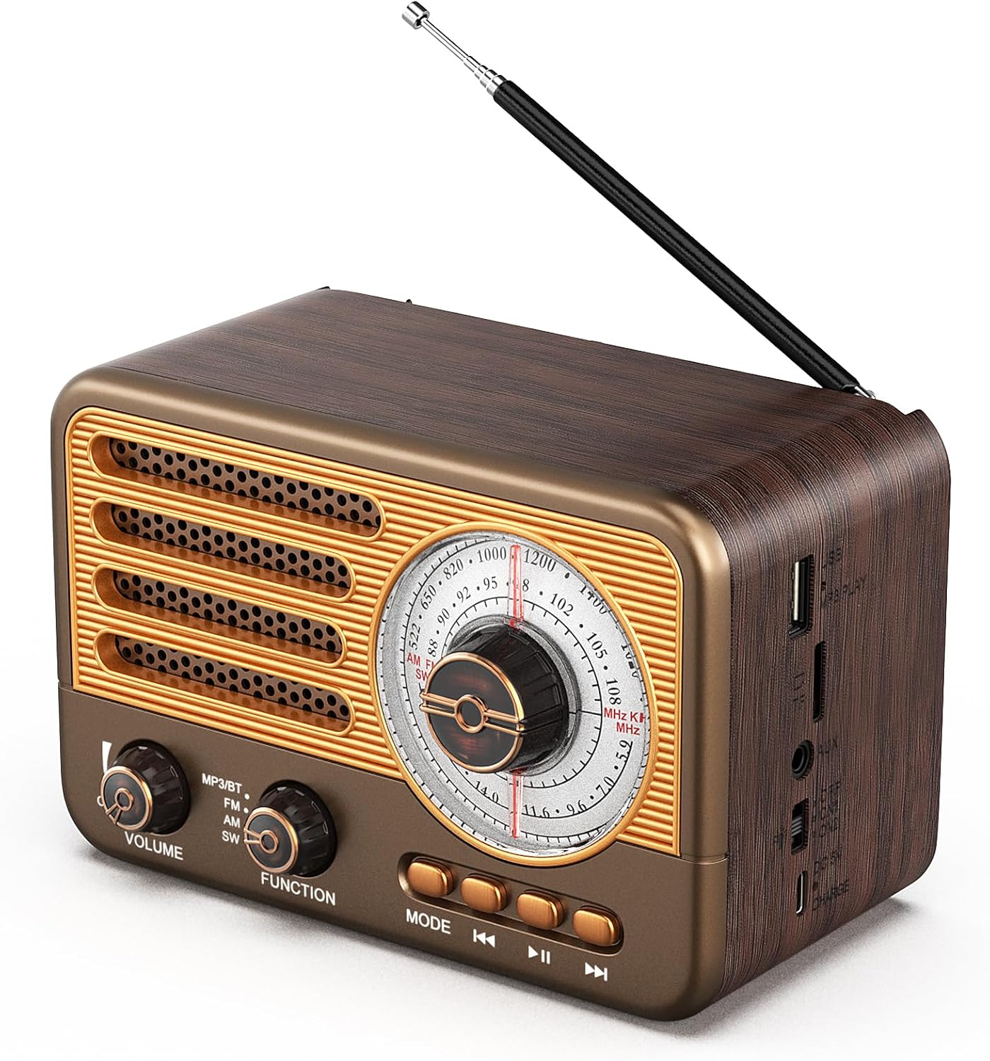 Radio transistor vintage – Style rétro avec gamme moderne, portable, AM ...