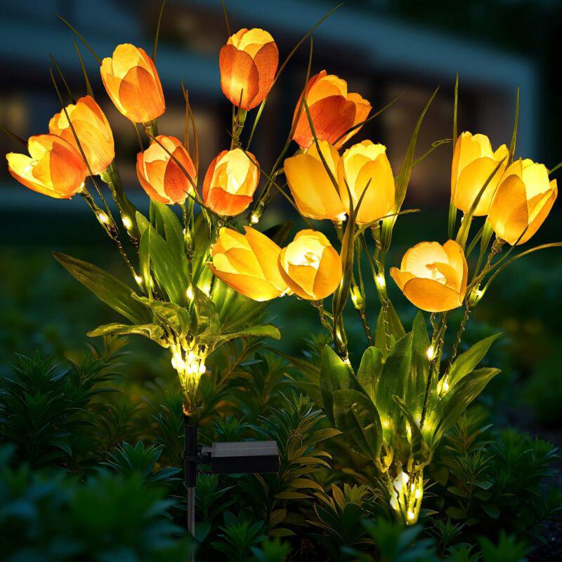Juego de dos luces solares para jardín: luces solares decorativas para ...