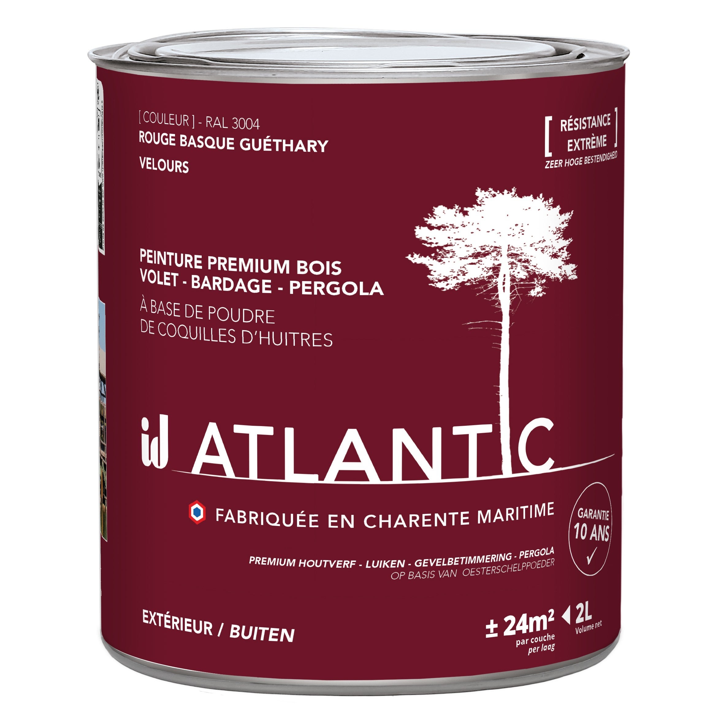 Peinture bois extérieurs - RAL 3004 Rouge basque Guéthary - 2L ...