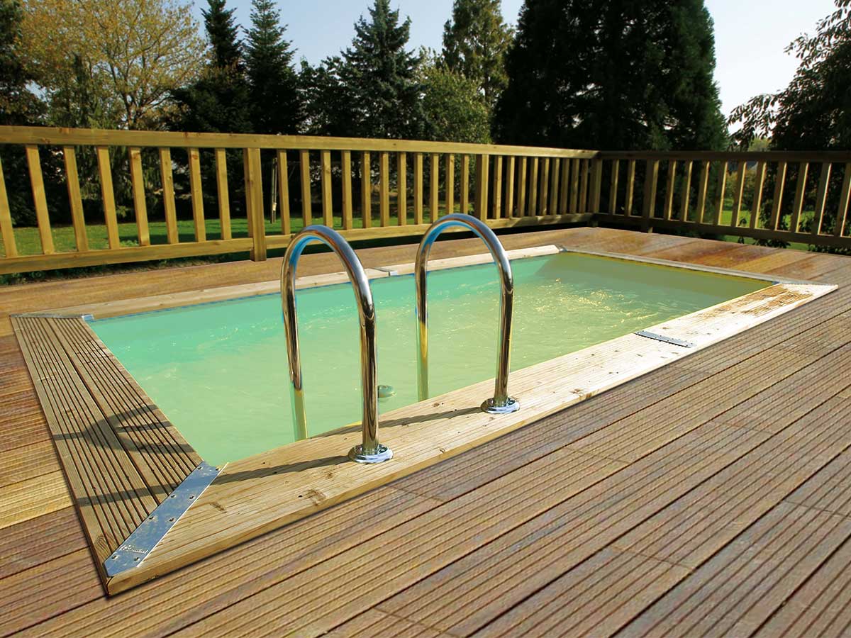 Piscine bois Linéa UrbanPool 4,50 x 2,50 x 1,40 m - Liner beige ...