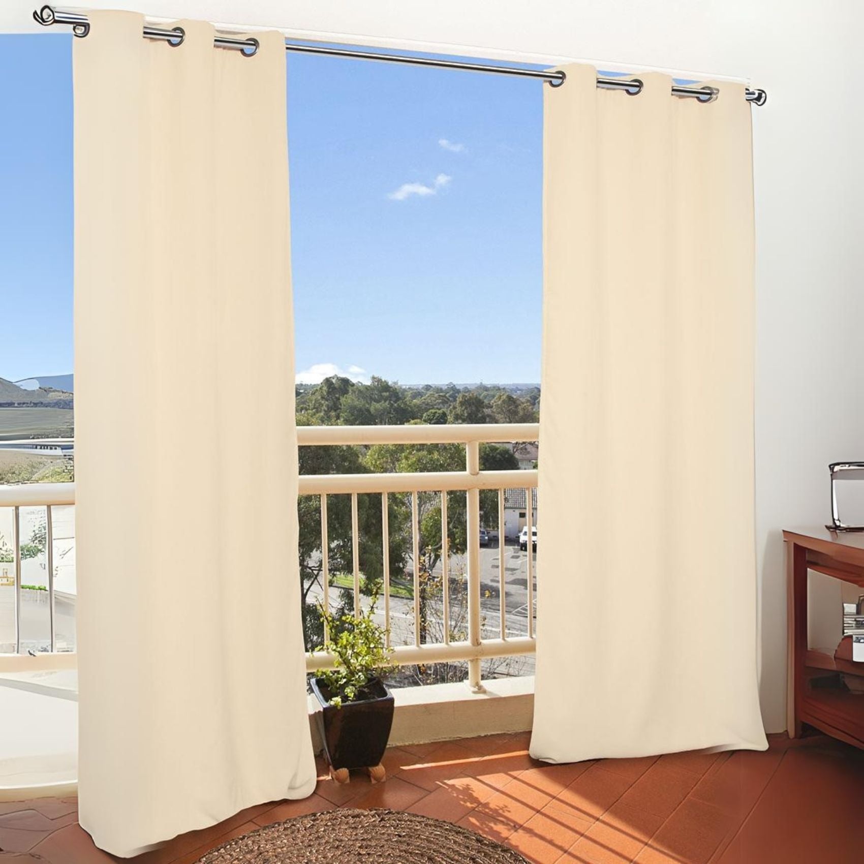 Rideau d'extérieur Moondream en toile unie imperméable - Beige ...