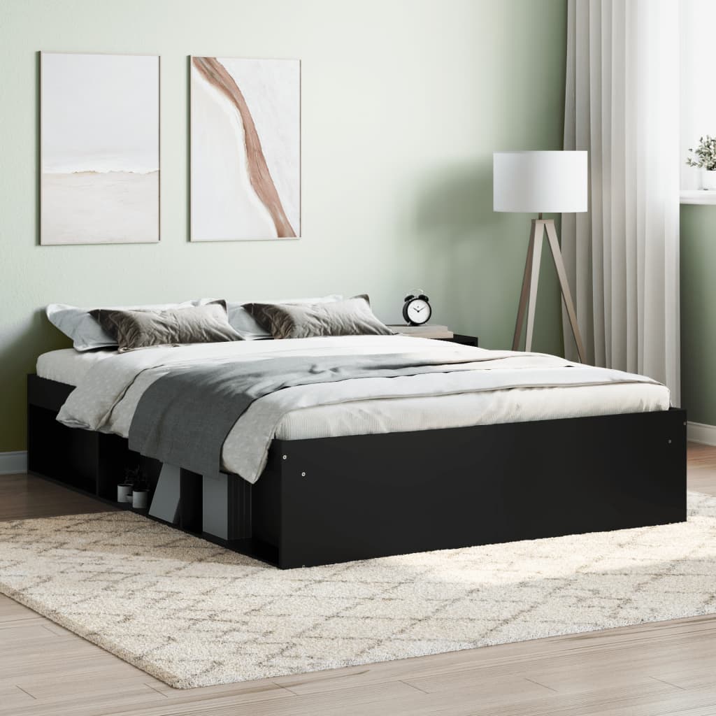 Estructura de cama de matrimonio negra 135x190 cm | Leroy Merlin