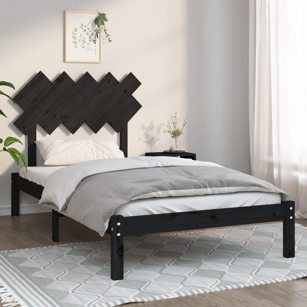 Estructura de cama negra 100x200 cm Madera maciza | Leroy Merlin