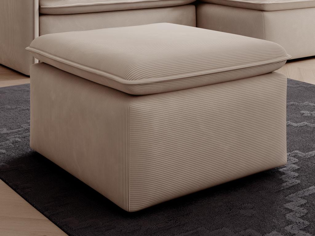 Pouf in Velluto a coste Beige - TEODORA | Leroy Merlin