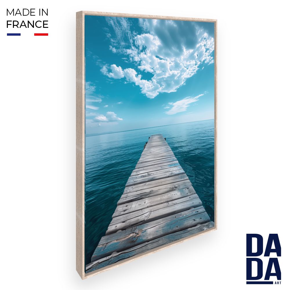 Toile encadrée Ponton serein / 60x90cm / Cadre Effet naturel / Fabriqué ...