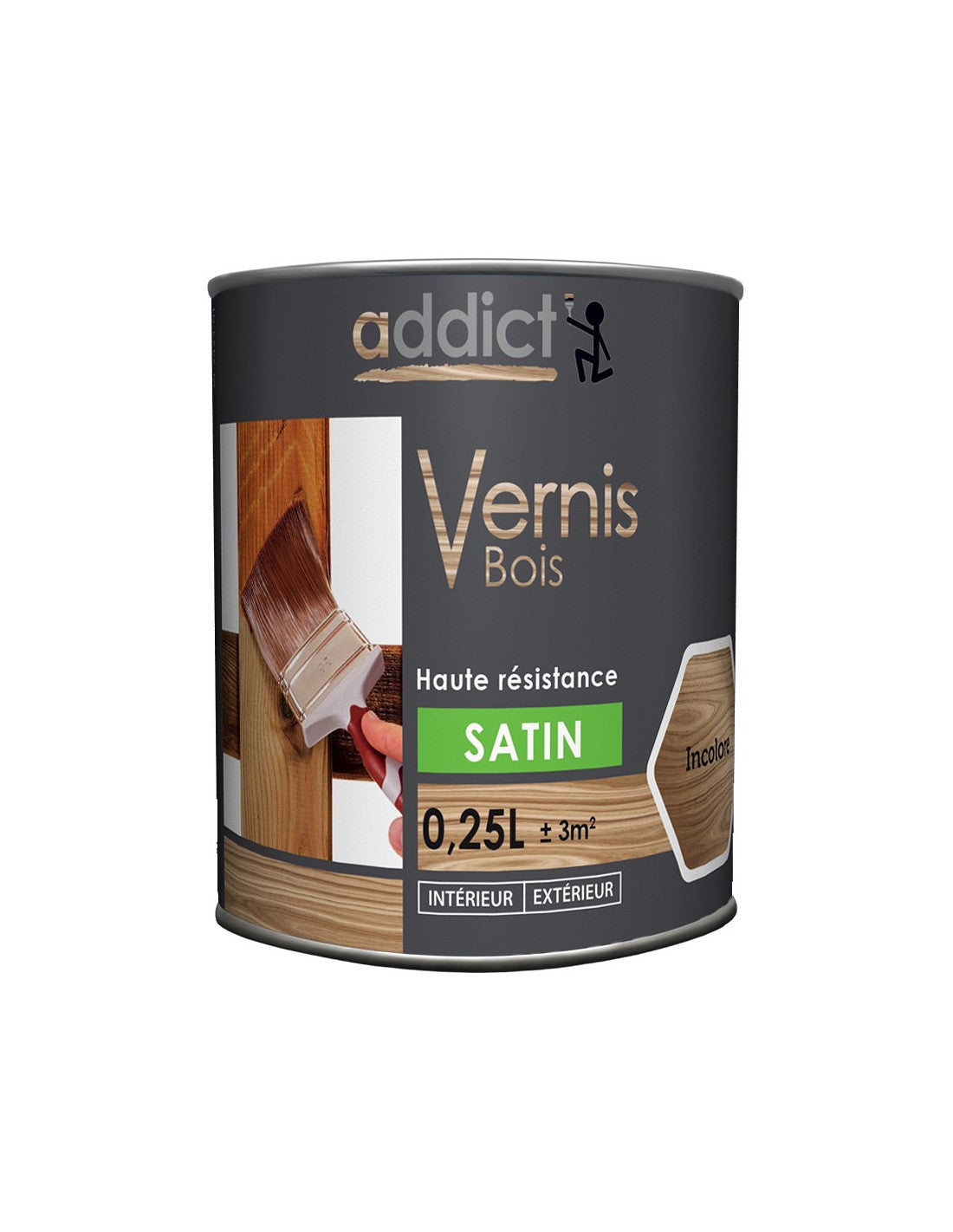 Addict Vernis Bois Sat 250ml Incol - ADDICT | Bricoman